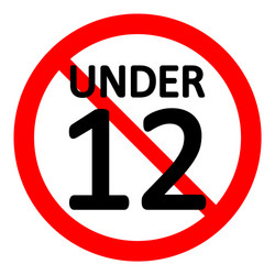Under 12 years sign prohibition symbol Royalty Free Vector