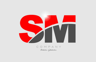 Red white color letter combination sm s m Vector Image