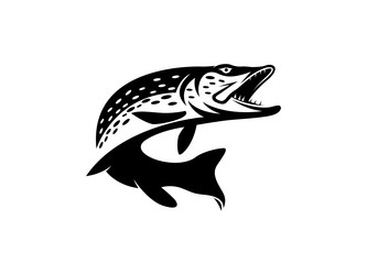 Pike fish fishing template Royalty Free Vector Image