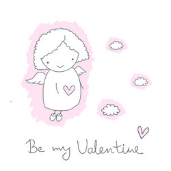 Sketch with cute angel Royalty Free Vector Image