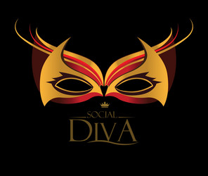 Diva logo with masquerade glasses Royalty Free Vector Image