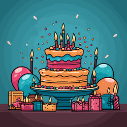 Birthday party hand-drawn comic Royalty Free Vector Image