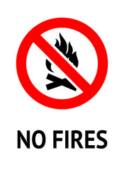 Prohibition sign no fires trendy poster ready Vector Image