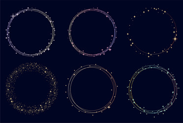 Stardust frames shiny star circle frame starry Vector Image