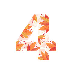 Template text symbol number leaves orange three Vector Image