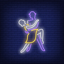 Dancers couple dancing neon sign Royalty Free Vector Image