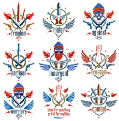 Revolution and riot aggressive emblem or logo Vector Image