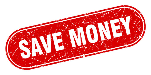 Save money stamp label round grunge Royalty Free Vector