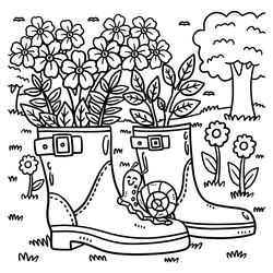 Spring bees collecting pollen coloring page Vector Image