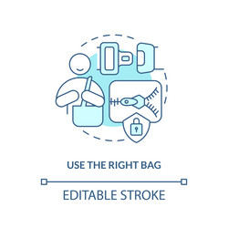 Use right bag concept icon Royalty Free Vector Image