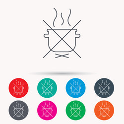 Boiling saucepan icon do not boil water sign Vector Image