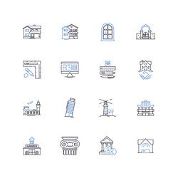 Recitation line icons collection chanting Vector Image