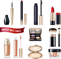 Makeup items super set Royalty Free Vector Image