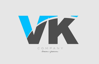 Vk v k blue green combination alphabet letter Vector Image