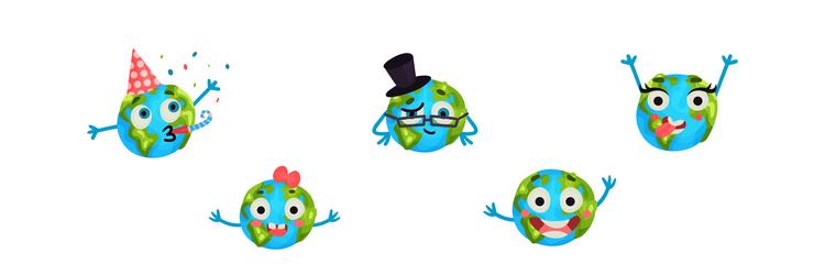 Funny planet earth with face expression and arms Vector Image