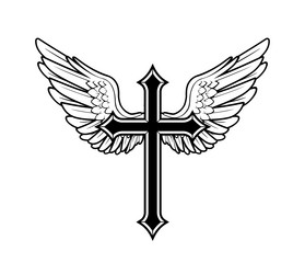 How To Draw A Cross With Angel Wings