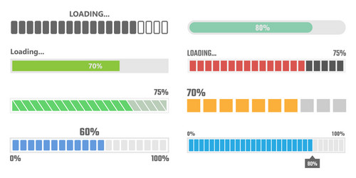 Loading bar icons load progress indicator Vector Image
