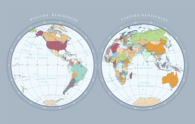 Map of hemispheres on dark background Royalty Free Vector