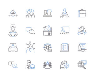 Employee labor outline icons collection employees Vector Image