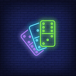 Dominoes tiles neon sign Royalty Free Vector Image
