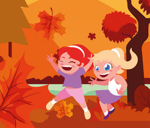 Girls cartoons playing outside design Royalty Free Vector