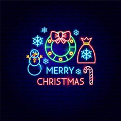 Christmas neon concept Royalty Free Vector Image