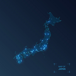 Japan map light connecting effect background Vector Image