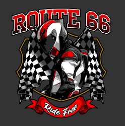 Full face helmet and checkered flag Royalty Free Vector
