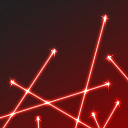 Red laser beams with flashes of light Royalty Free Vector