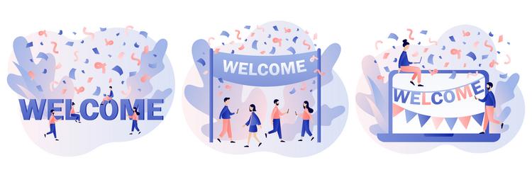 Welcome concept friendly team happy to new team Vector Image