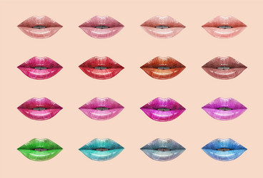 Blue lips set Royalty Free Vector Image - VectorStock