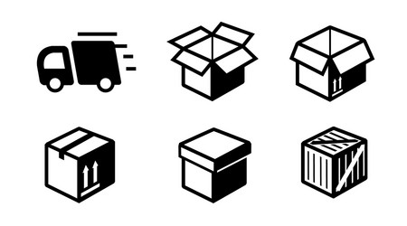 Black shipping icon set Royalty Free Vector Image