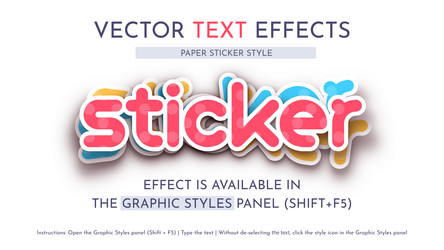Stickers - editable text effect font style Vector Image
