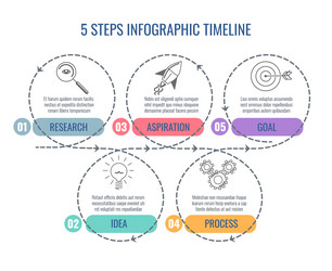 Round flowchart with 5 white circular elements Vector Image