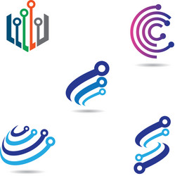 Circular technology circuit icon logo Royalty Free Vector