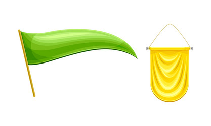 Green hanging pennant blank fabric flag Royalty Free Vector