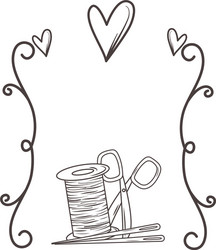 Scissor needle and thread tailor shop design Vector Image
