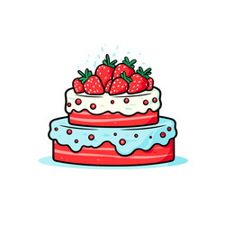 Birthday cake hand-drawn comic cake Royalty Free Vector