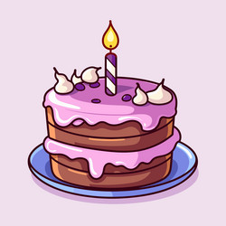 Birthday cake hand-drawn comic cake Royalty Free Vector