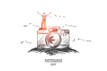 Hand drawn photographer Royalty Free Vector Image