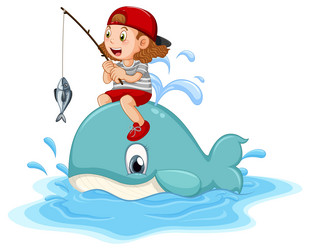 Cute cartoon blue girl fish Royalty Free Vector Image