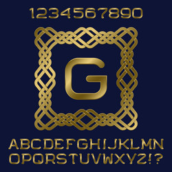 Golden letters and numbers with initial monogram Vector Image