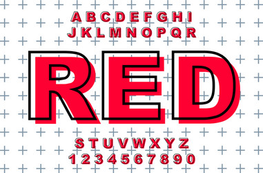 Red bold font trendy rounded alphabet Royalty Free Vector