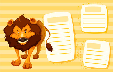 Lion on note template Royalty Free Vector Image