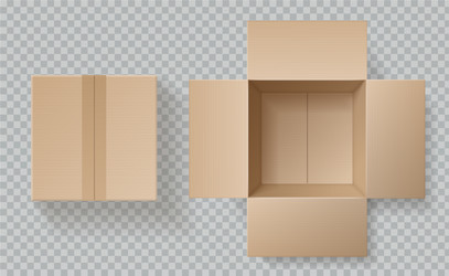 Cardboard box top view open closed boxes inside Vector Image