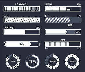 Loading bar icons load progress indicator Vector Image
