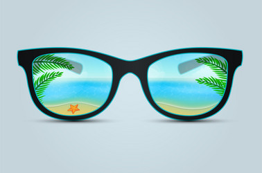 Summer sunglasses with beach reflection Royalty Free Vector