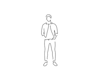 Full length people isolated line drawing Vector Image