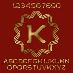 Golden letters and numbers with initial monogram Vector Image