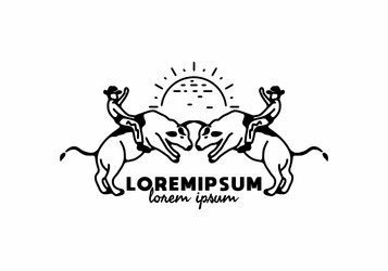 Wild rodeo line art Royalty Free Vector Image - VectorStock